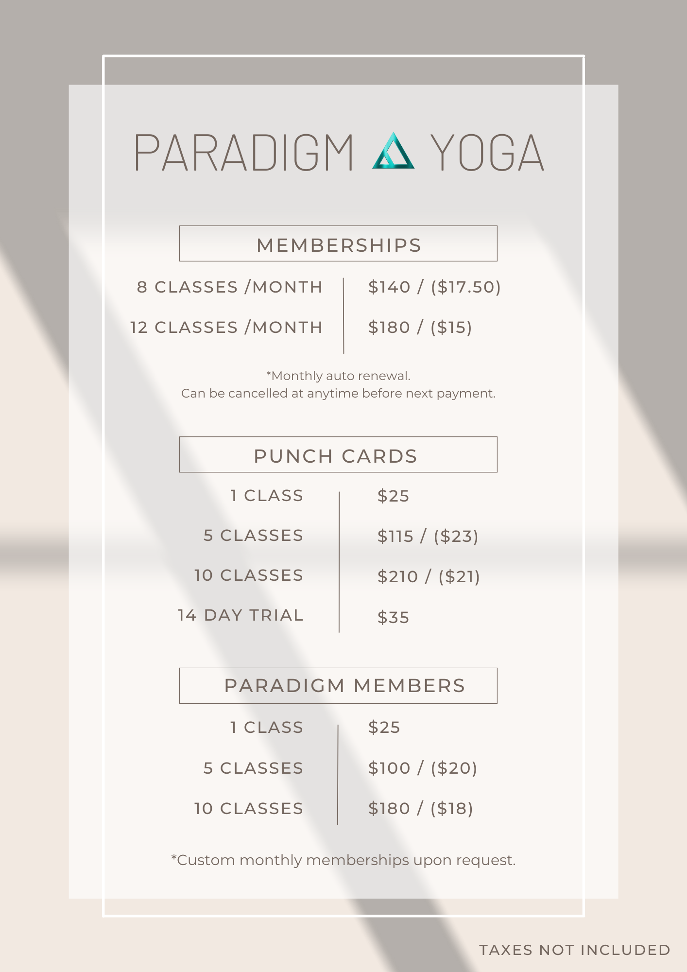 YOGA - PARADIGM FITNESS